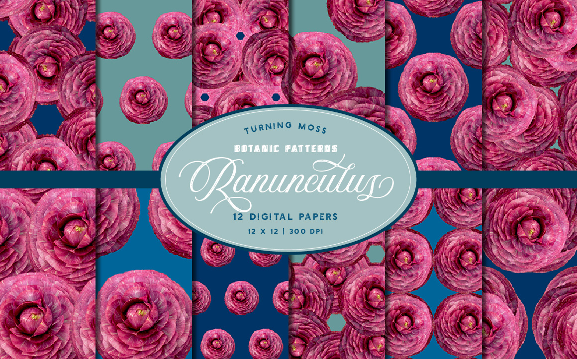 Ranunculus Blues – Digital Paper