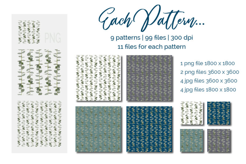 Eucalyptus – Seamless Patterns